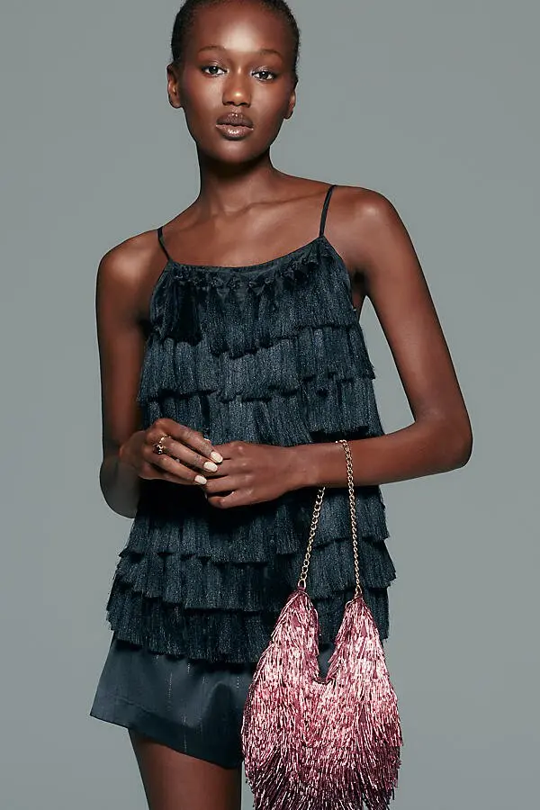 Maeve Beaded Frge Bag - Wine