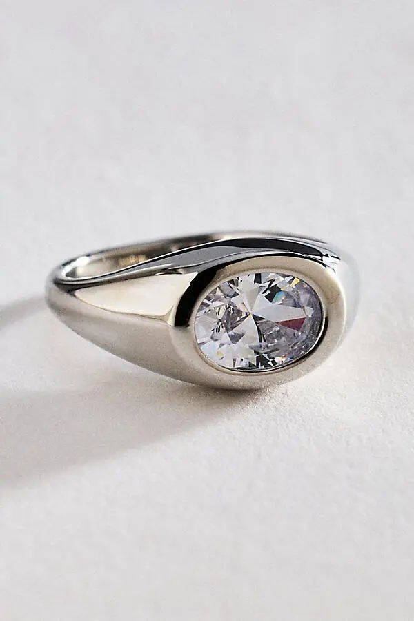 Anthropologie Bezel Stackg Rg - Silver