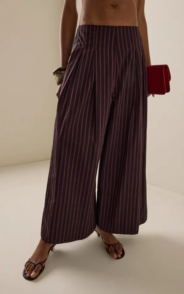 Chan Luu Techno Taffeta Half-half Wide-leg Trousers