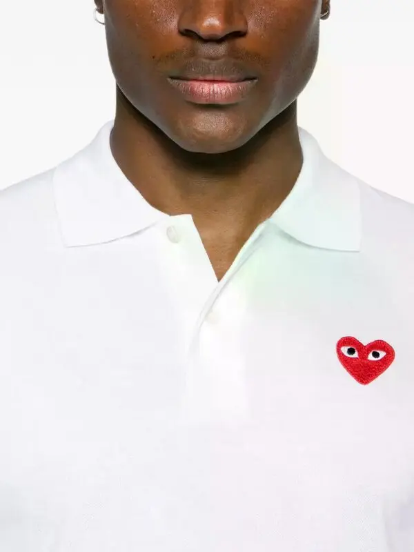 Play Comme Des Garcon Heart-patch Polo Shirt