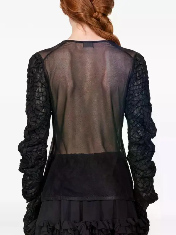 Comme Des Garçons Sheer Ruched-sleeve Top