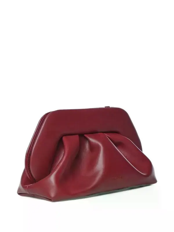 THEMOIRE Medium Bios Ruched Clutch Bag - Red