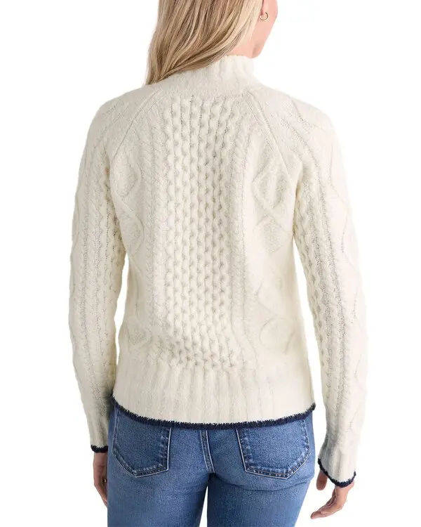Vineyard Vines Bobble Cotton Blend Half Zip Cable Knit Sweater