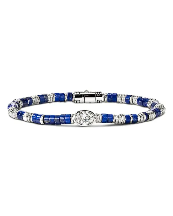John Hardy Sterling Jh Lovestruck Lapis Lazuli & Lab Grown Diamond Heishi Bead Bracelet - Silver