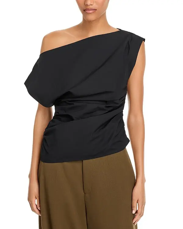 A.L.C. Nara Ruched Asymmetric Top - Black