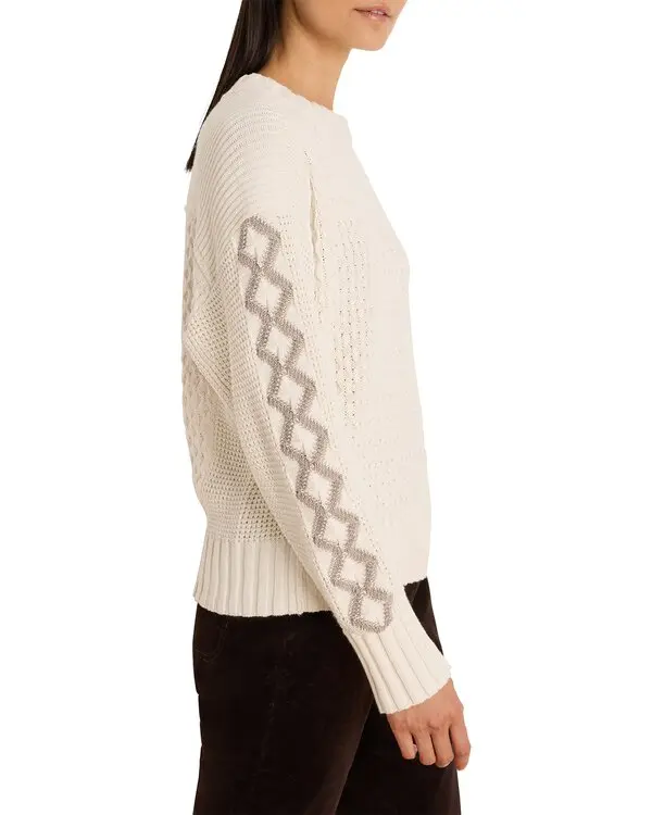 NIC+ZOE Petite Cotton Crisscross Stitch Sweater