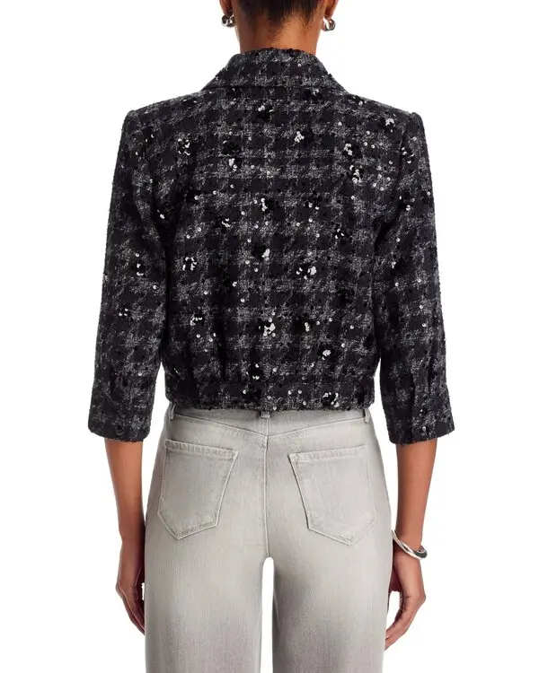 L'AGENCE Jia Sequin Cropped Sleeve Jacket