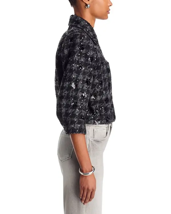 L'AGENCE Jia Sequin Cropped Sleeve Jacket