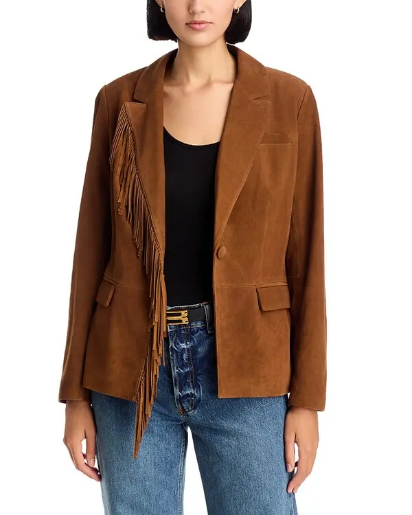 Elie Tahari The Adeline Suede Jacket - Dark Sable