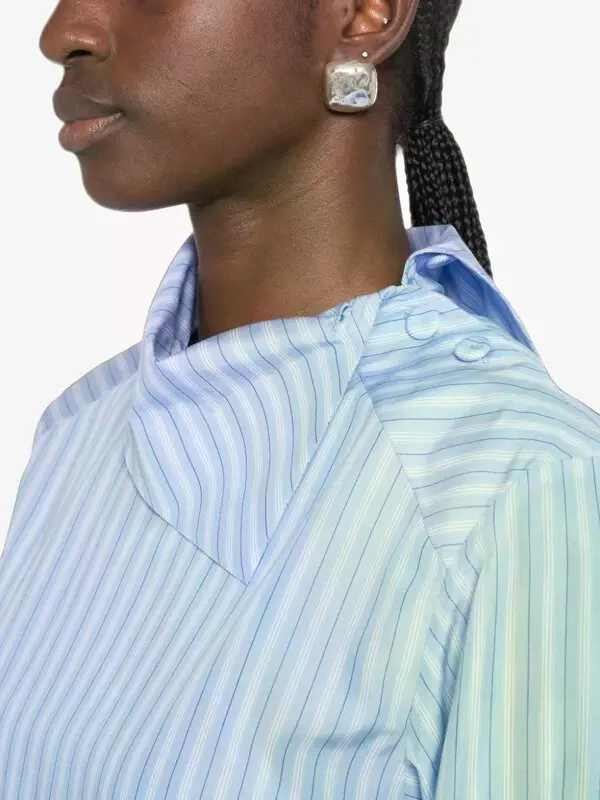 TRAME AUREE Striped Asymmetric-collar Shirt