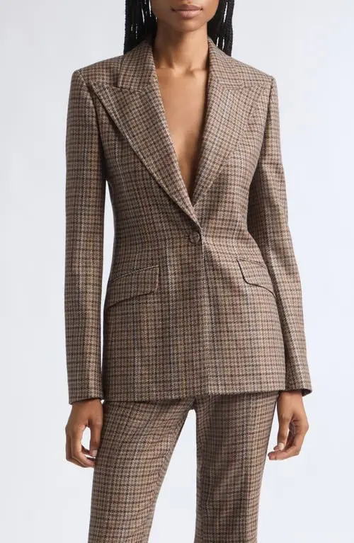 Gabriela Hearst Leiva Check Wool & Silk Jacket - Camel Multi