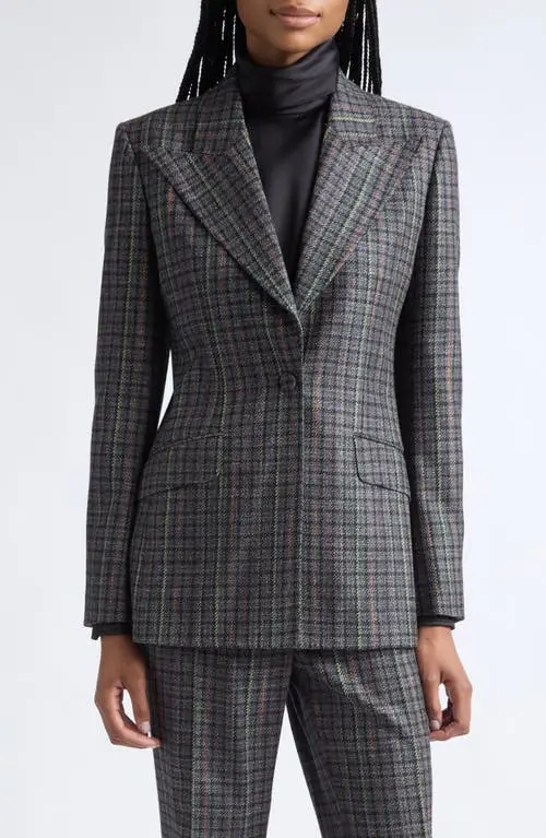Gabriela Hearst Leiva Check Wool & Silk Jacket - Charcoal Multi