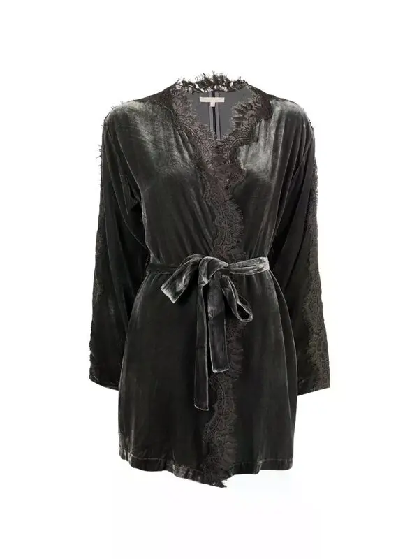 Gold Hawk Lace-trim Belted Dressing Gown