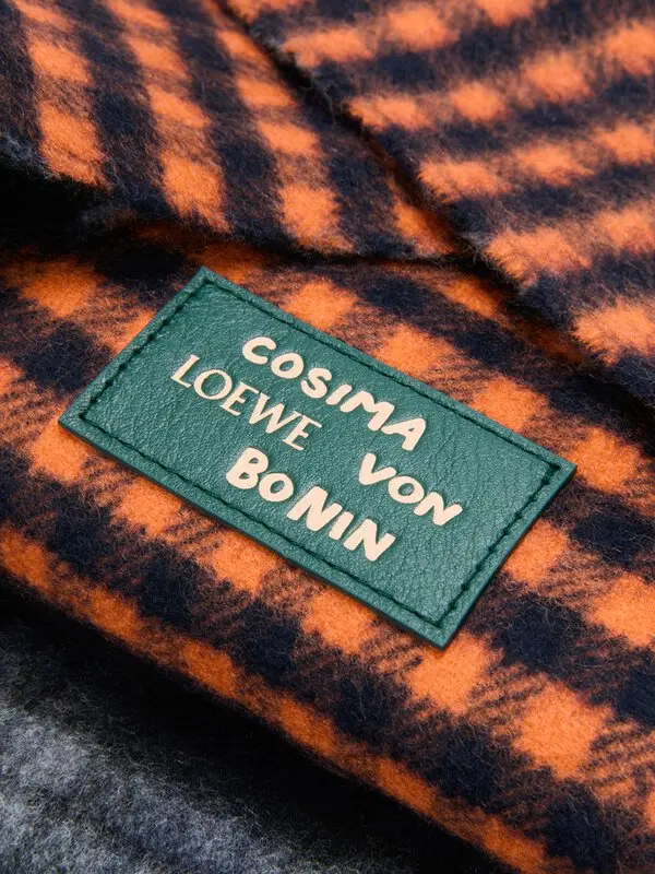 Loewe Jacquard Wool And Cashmere Blend Scarf With Checked Pattern