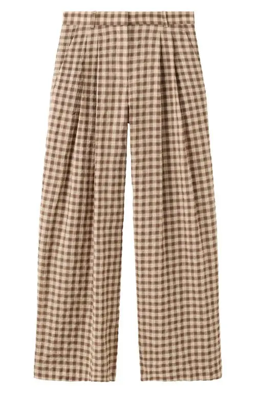 Mango Gingham Straight Leg Pants