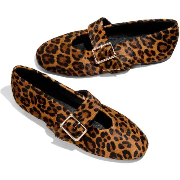Yosi Samra Danvers Leather Mary Jane Flat - Leopard