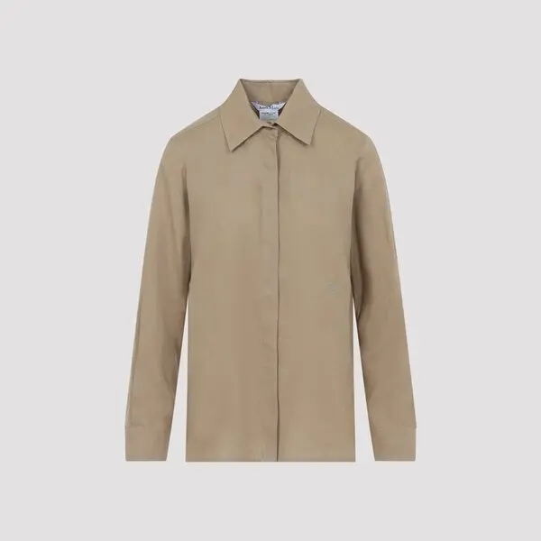 Max Mara Falasco Linen M Logo Shirt - Multicolor