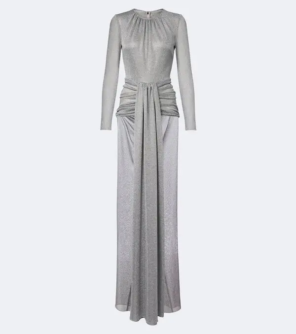 Dolce & Gabbana Draped Lamé Gown - Silver