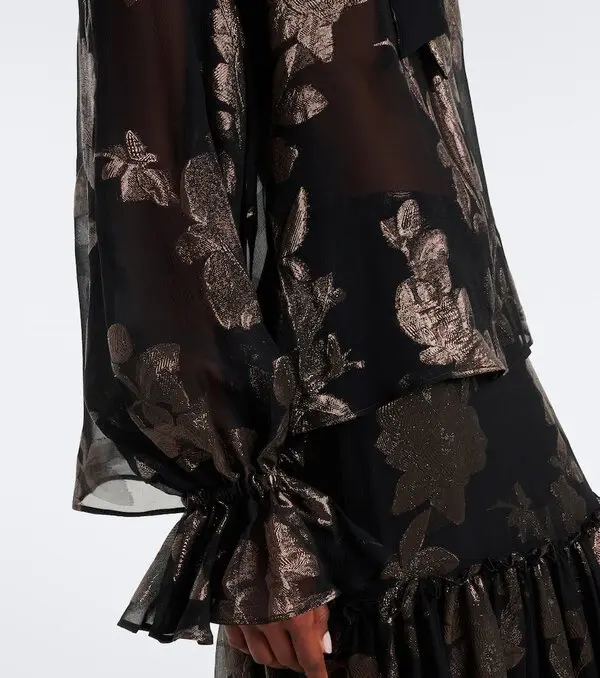 Etro Tie-neck Silk-blend Fil Coupé Blouse