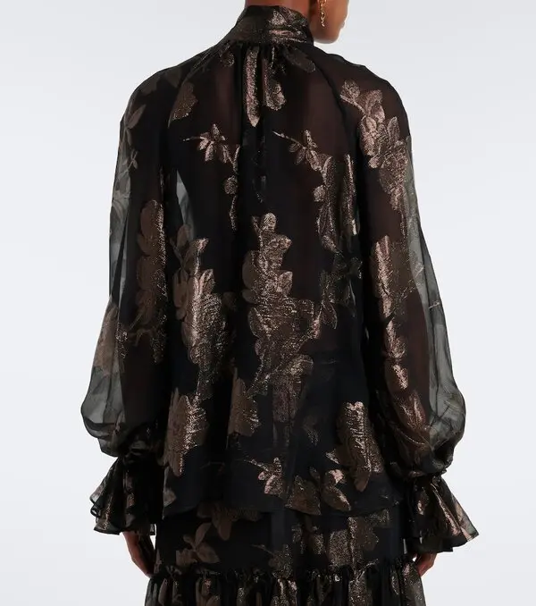 Etro Tie-neck Silk-blend Fil Coupé Blouse