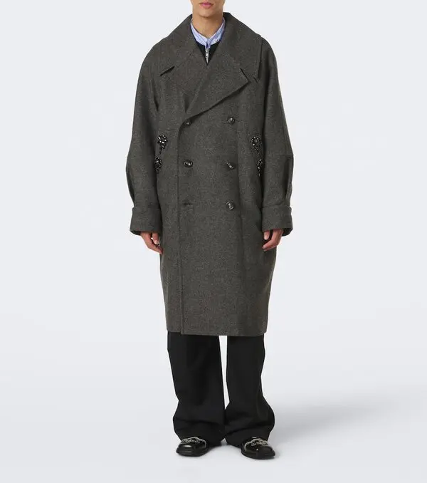 Simone Rocha Embellished Oversized Wool-blend Coat