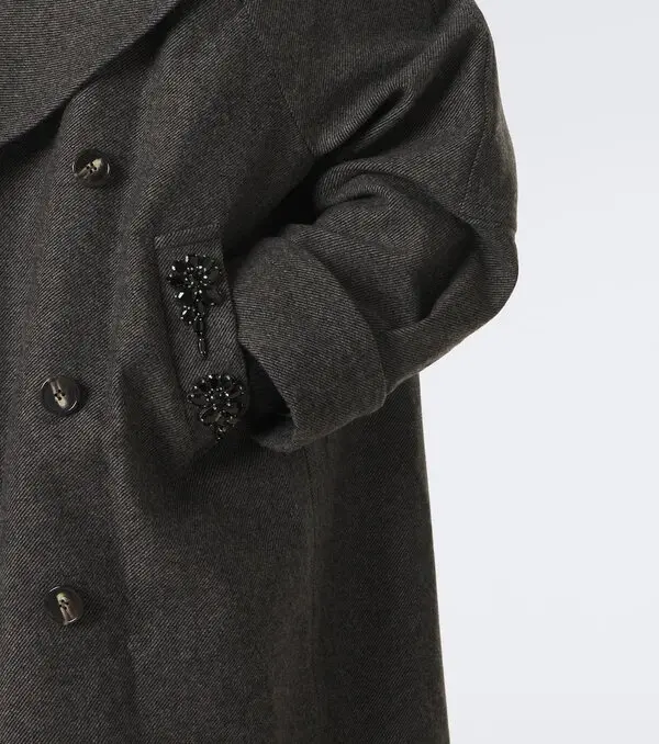 Simone Rocha Embellished Oversized Wool-blend Coat