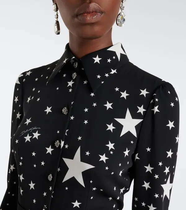 Dolce & Gabbana Belted Printed Silk-blend Shirt Dress