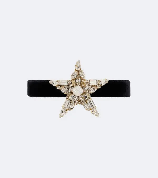Dolce & Gabbana Star Embellished Velvet Choker - Black