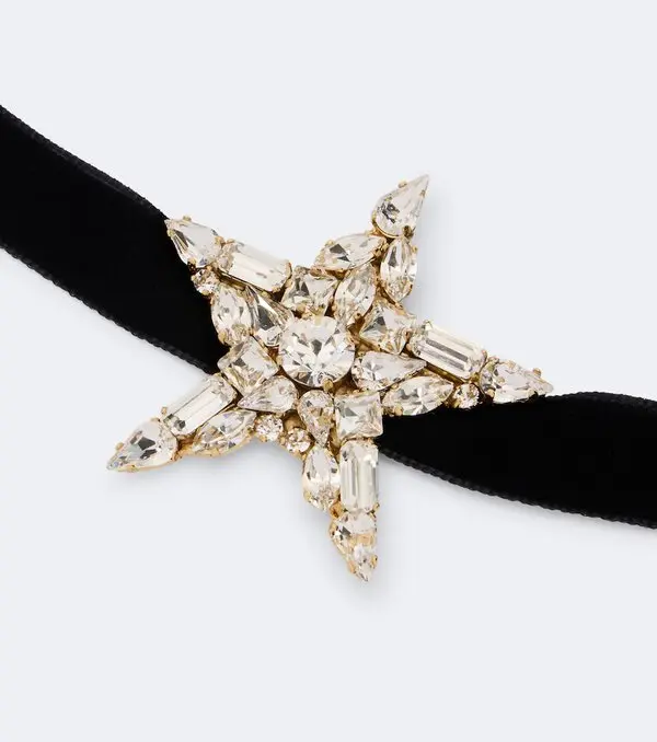 Dolce & Gabbana Star Embellished Velvet Choker