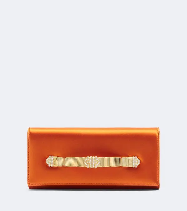 BVLGARI Tubogas Embellished Satin Clutch - Orange