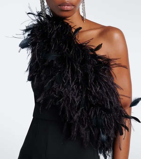 Dolce & Gabbana Feather-trimmed One-shoulder Gown