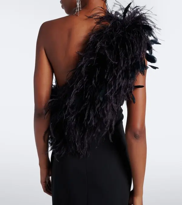 Dolce & Gabbana Feather-trimmed One-shoulder Gown