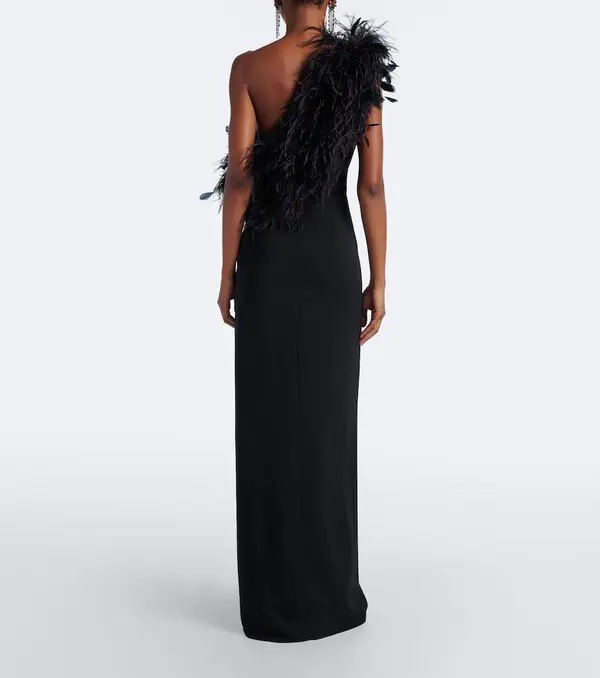 Dolce & Gabbana Feather-trimmed One-shoulder Gown