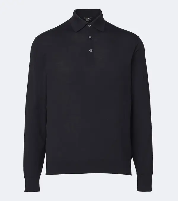 Zegna Trofeo Wool Polo Sweater - Blue