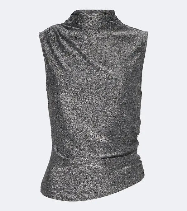 Veronica Beard Mylie Jersey Lamé Top - Silver