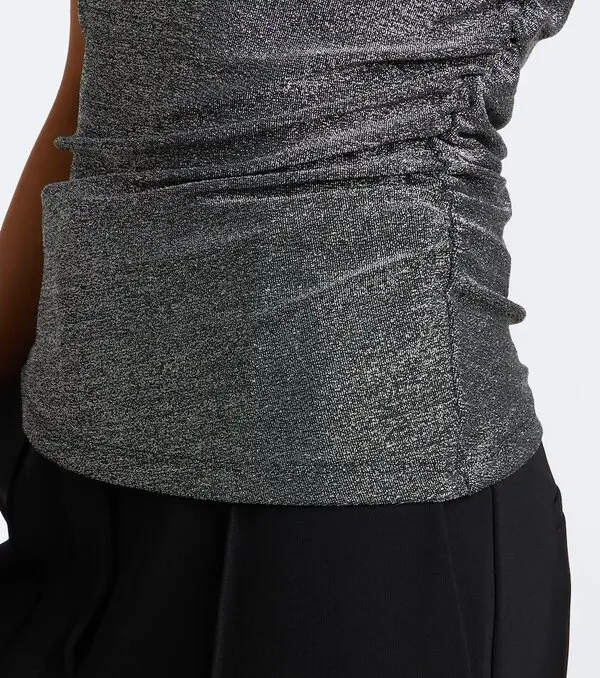 Veronica Beard Mylie Jersey Lamé Top - Silver