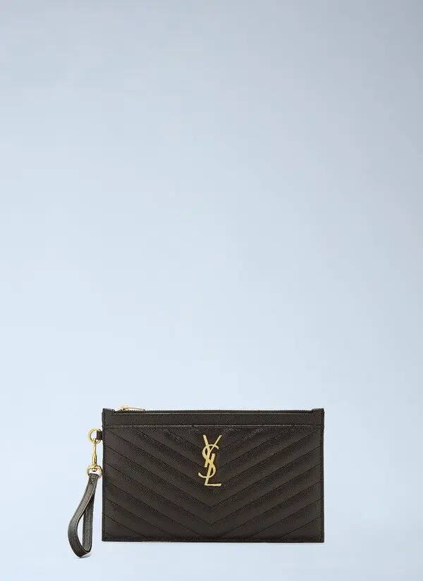 Saint Laurent Cassandre Matelassé Large Pouch - Black