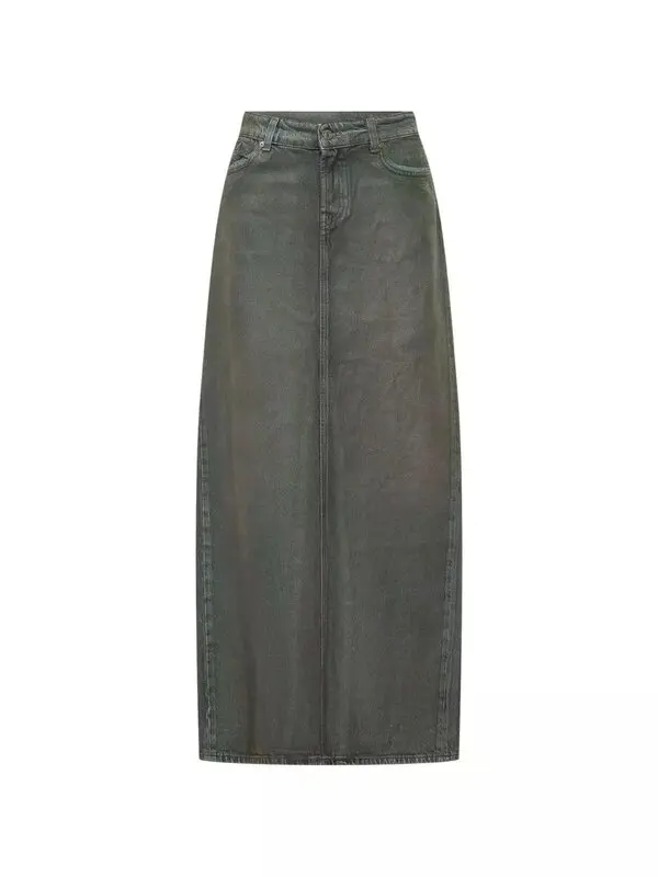 7 For All Mankind Washed-effect Back-slit Straight Maxi Denim Skirt