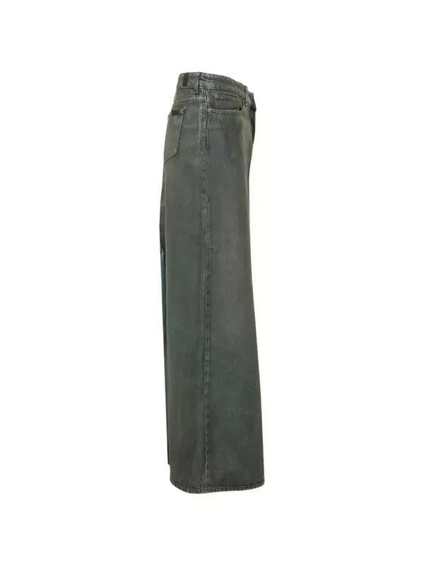 7 For All Mankind Washed-effect Back-slit Straight Maxi Denim Skirt