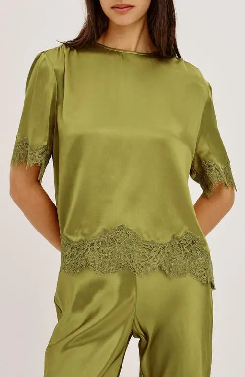 Rails Sonora Lace Trim Top - Celery
