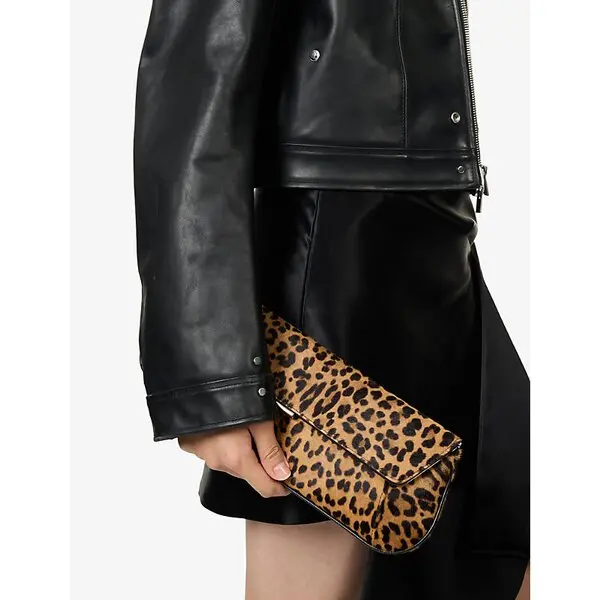 Amina Muaddi Ami Pony-hair Clutch Bag