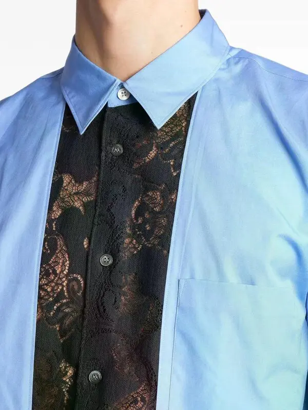 Comme Des Garçons Lace-panel Chest-pocket Shirt