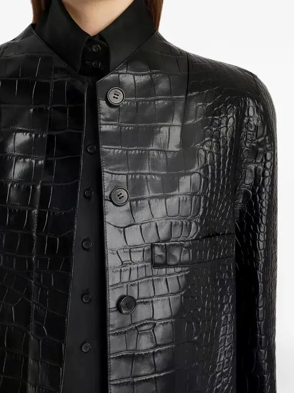Khaite Sadie Coat In Croc-embossed Leather