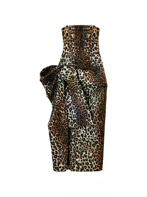 Givenchy Long Bustier Dress In Leopard Jacquard With Bow