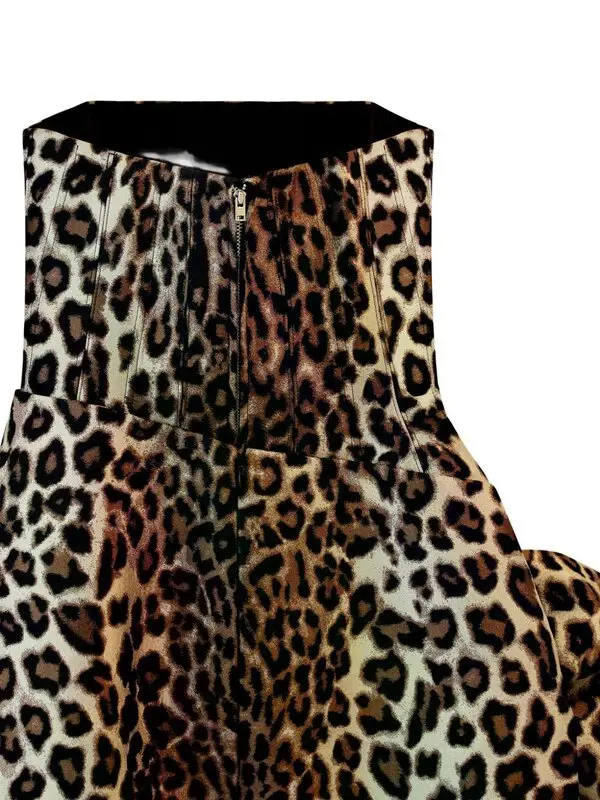 Givenchy Long Bustier Dress In Leopard Jacquard With Bow