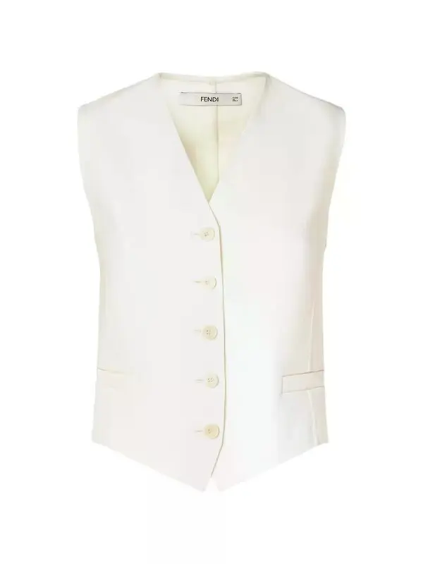 Fendi Ivory Wool Gilet - White