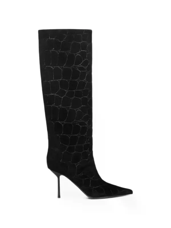 LE SILLA Bella Croc-embossed Pointed-toe Boots