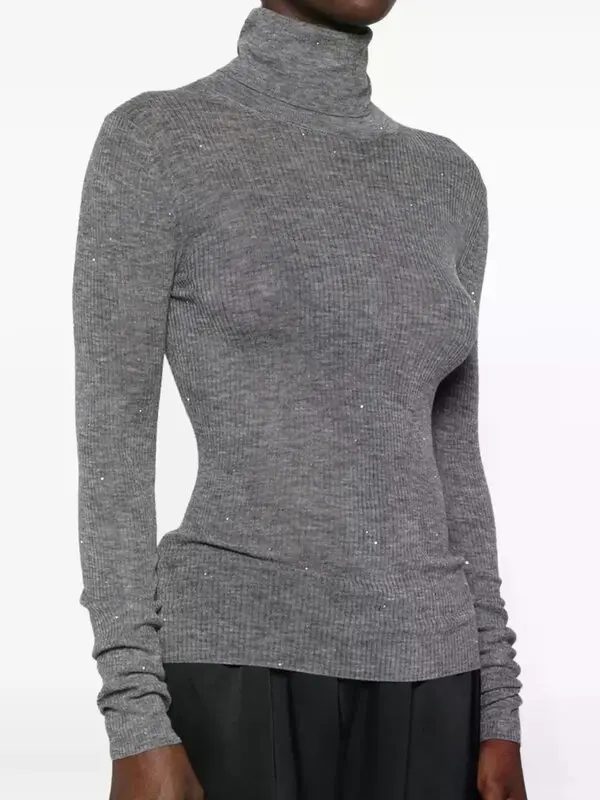 ELEH Ribbed Sequin-embellished Sweater