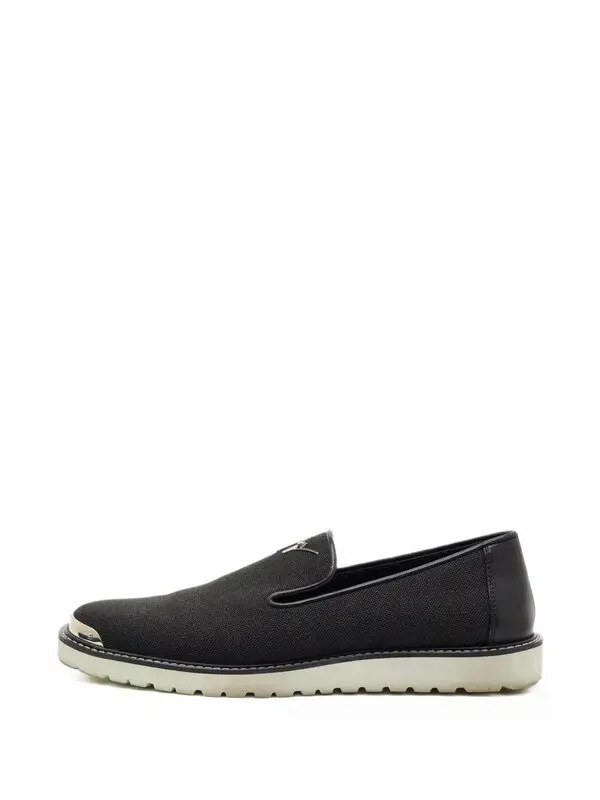 GIUSEPPE ZANOTTI Leather-trim Canvas Loafers - Black