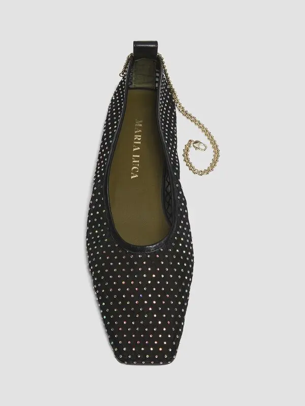 MARIA LUCA Augusta Crystal Mesh Ballet Flats